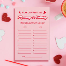 Red Pink Valentines Baby Shower Game Guess Age | Zazzle