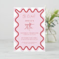 Red Pink Wavy Border 30th Birthday Invitation | Zazzle
