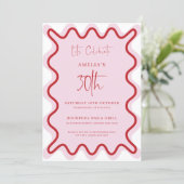 Red Pink Wavy Border 30th Birthday Invitation | Zazzle