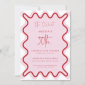 Red Pink Wavy Border 30th Birthday Invitation | Zazzle
