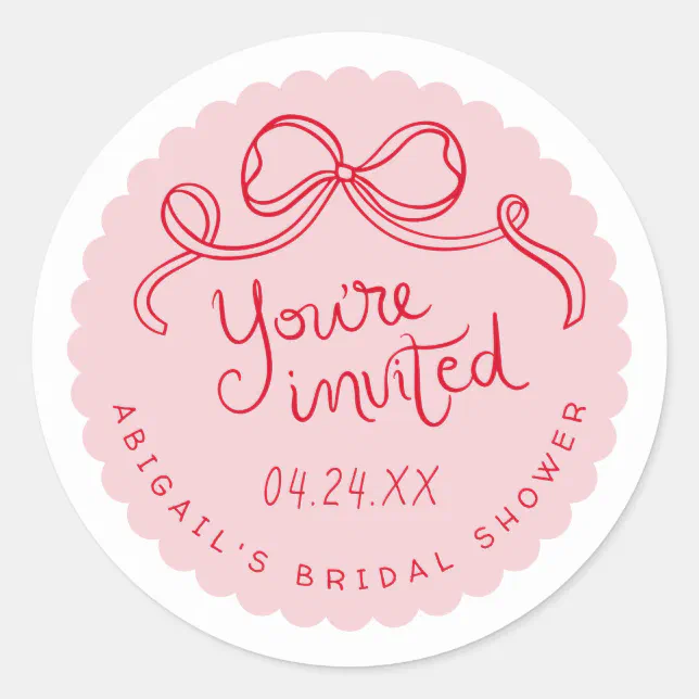Red Pink Whimsical Bridal Shower Envelope Seal | Zazzle