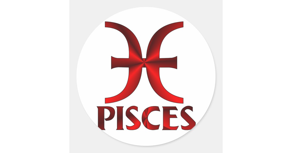 Red Pisces Horoscope Symbol Classic Round Sticker | Zazzle