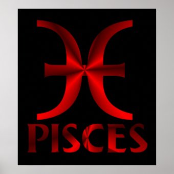 Red Pisces Horoscope Symbol Poster | Zazzle
