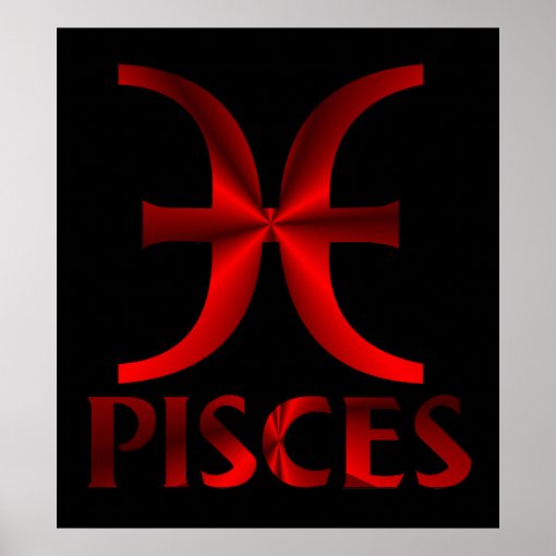Red Pisces Horoscope Symbol Poster | Zazzle