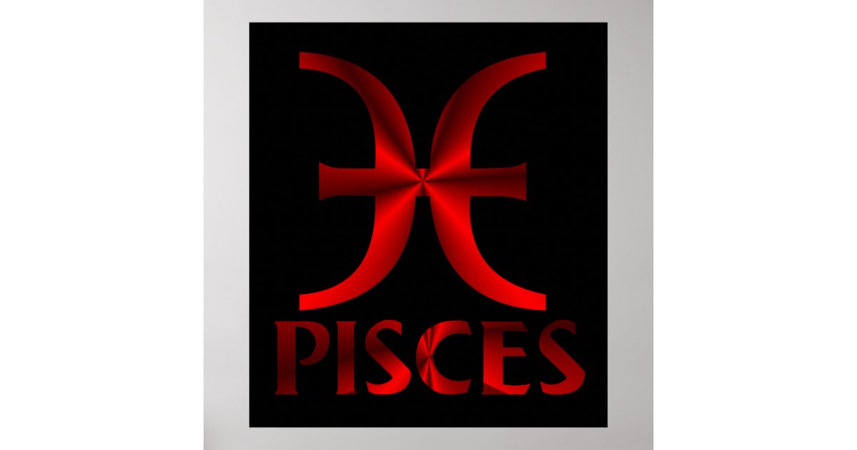 Red Pisces Horoscope Symbol Poster | Zazzle