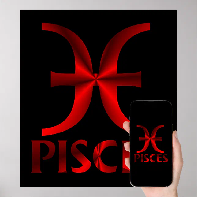 Red Pisces Horoscope Symbol Poster | Zazzle