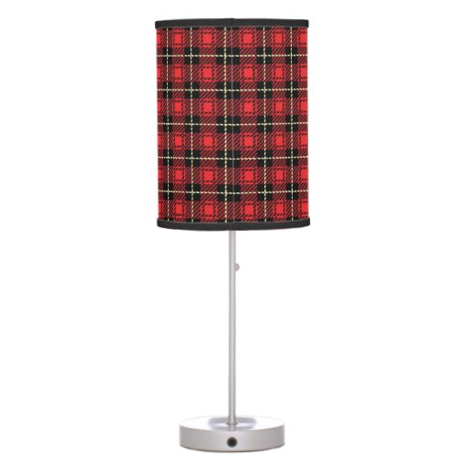 Red Plaid Background Table Lamp | Zazzle