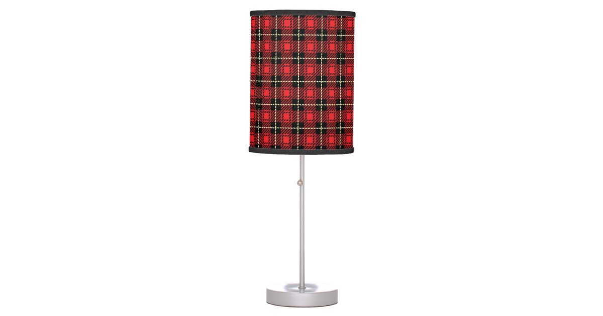 Red Plaid Background Table Lamp | Zazzle