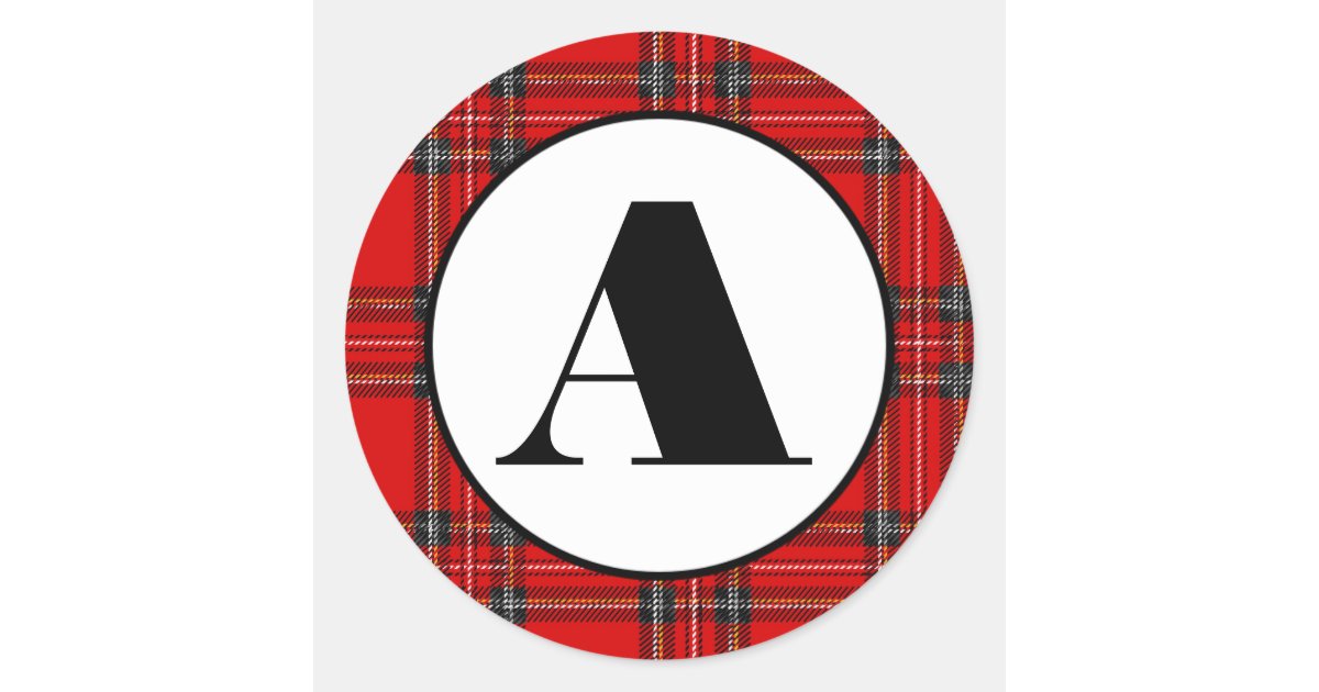 Red Plaid - Circle Sticker | Zazzle