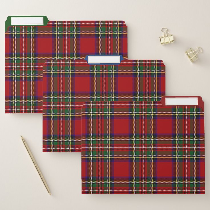 Red Plaid Design File Folders Set | Zazzle