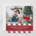Red Plaid Merry Christmas Flat Holiday Card | Zazzle
