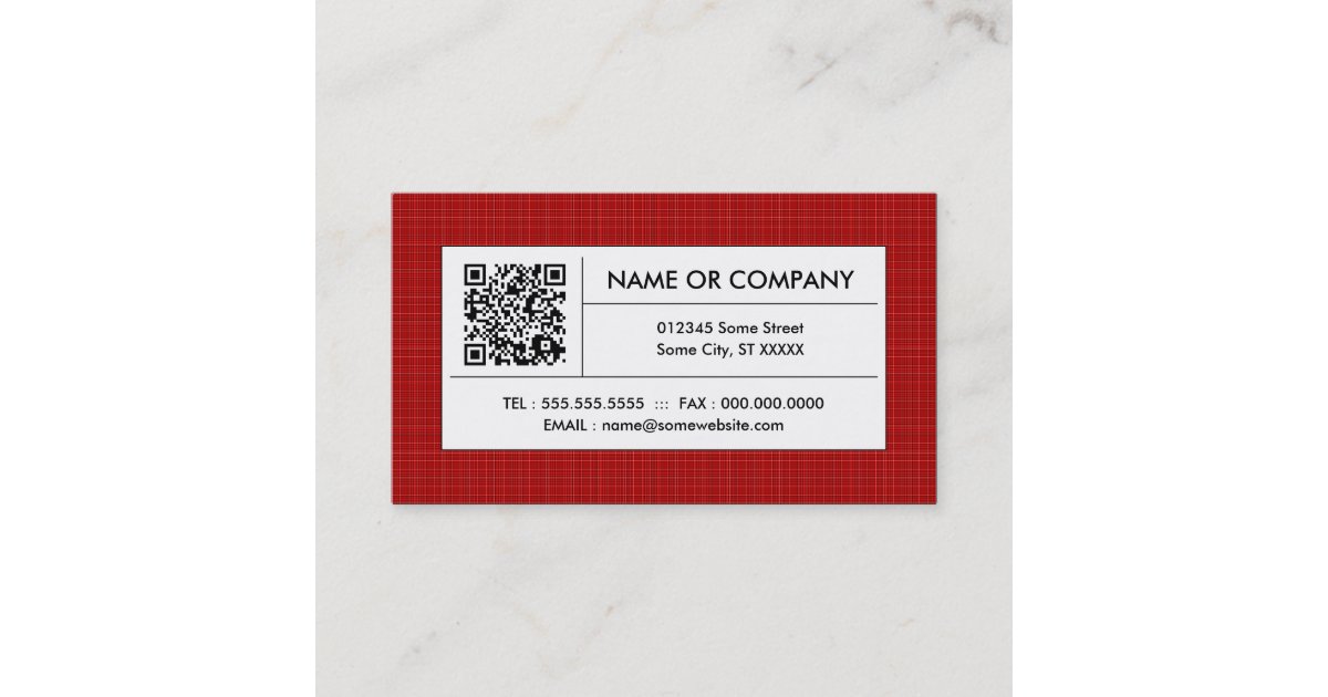 red plaid QR code Business Card | Zazzle