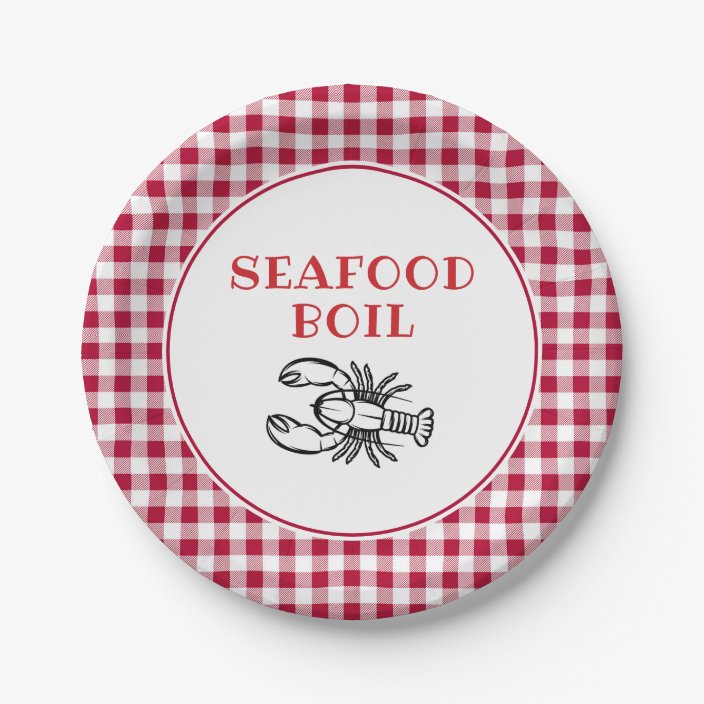 Red Plaid Seafood Boil Party Paper Plates | Zazzle.com