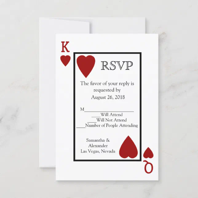 Red Playing Card Matching RSVP | Zazzle