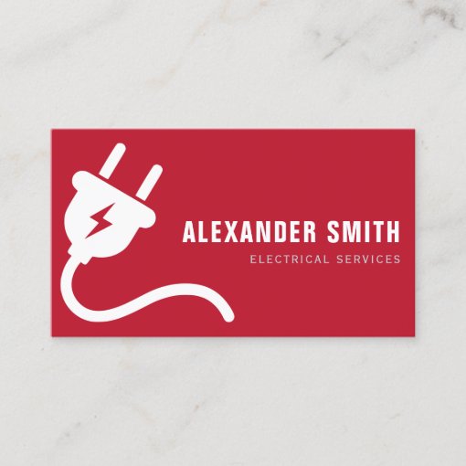 red plug electrical services business card | Zazzle