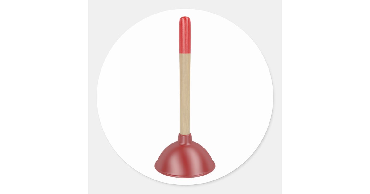 Red plunger classic round sticker | Zazzle