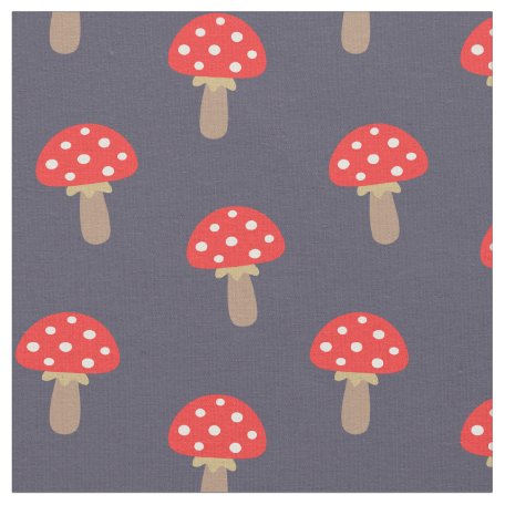 Red Polka Dot Mushrooms & Butterflies Pattern Fabric | Zazzle