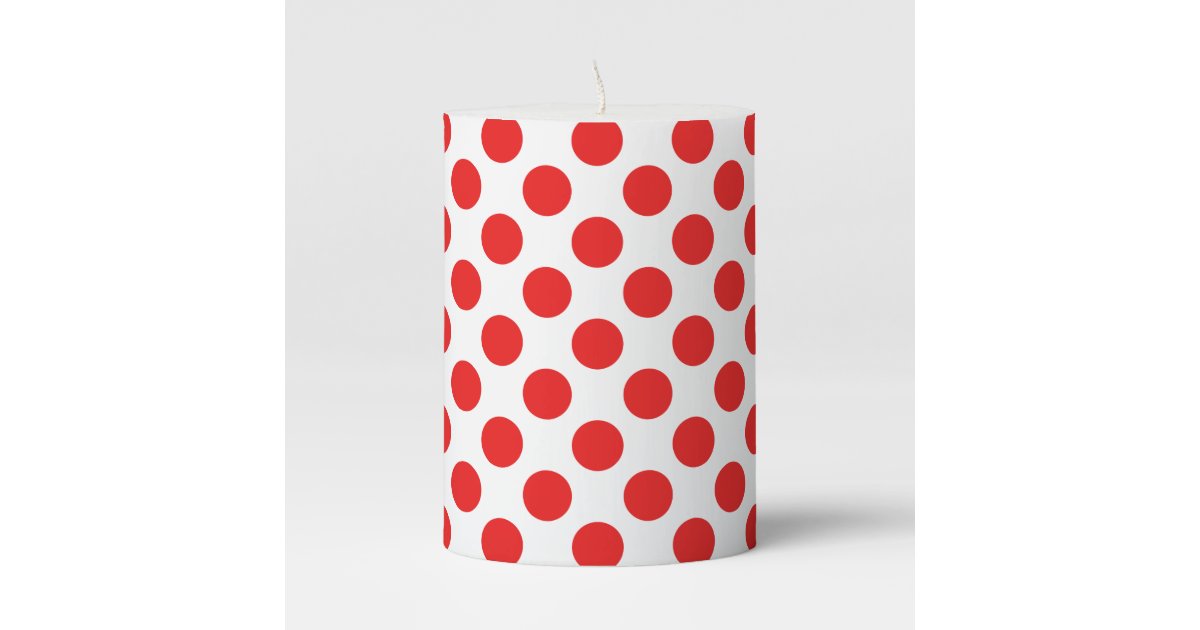 Red Polka Dots Pillar Candle | Zazzle