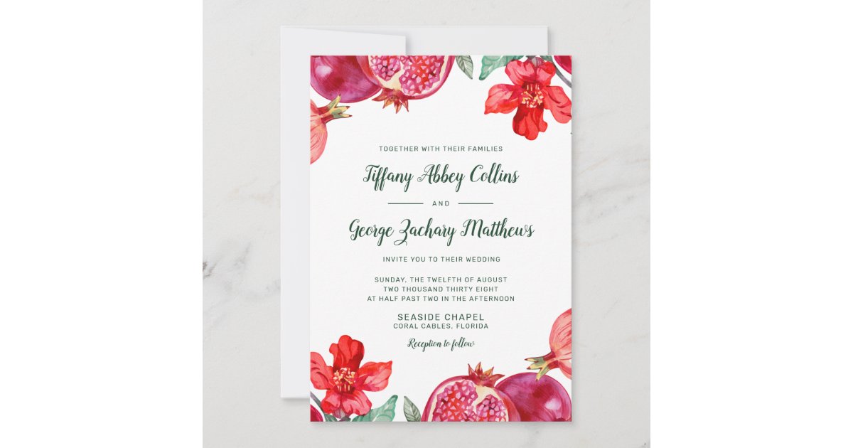 Red Pomegranate Wedding Invitation | Zazzle