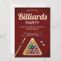 Red Pool Table Billiards Snooker Birthday Party Invitation | Zazzle