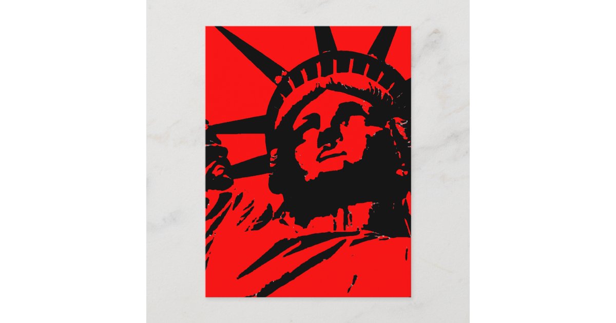 Red Pop Art Statue of Liberty Postcard | Zazzle