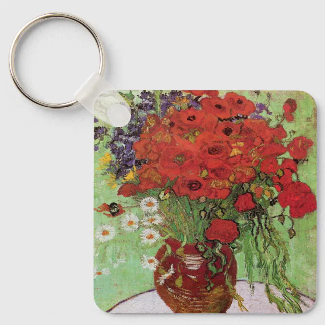 Red Poppies and Daisies By Vincent Van Gogh Keychain | Zazzle
