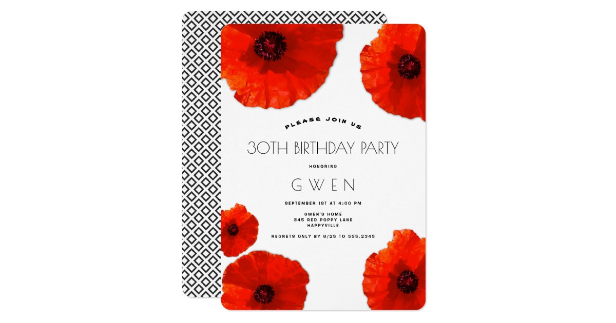 Red Poppies Birthday Party Invitation | Zazzle.com