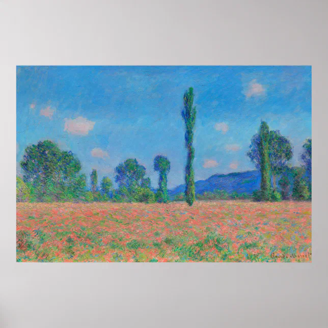Red Poppies Blue Sky by Monet - Poppy Field Poster | Zazzle