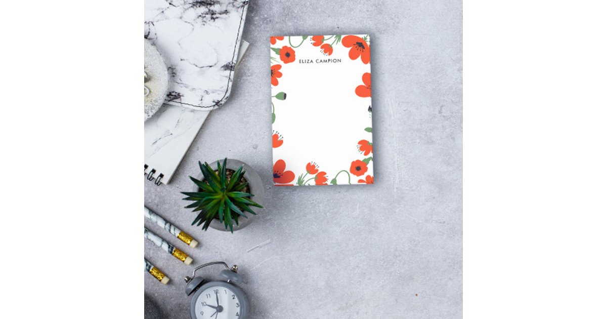 Red Poppies | Custom Name Post-it Notes | Zazzle