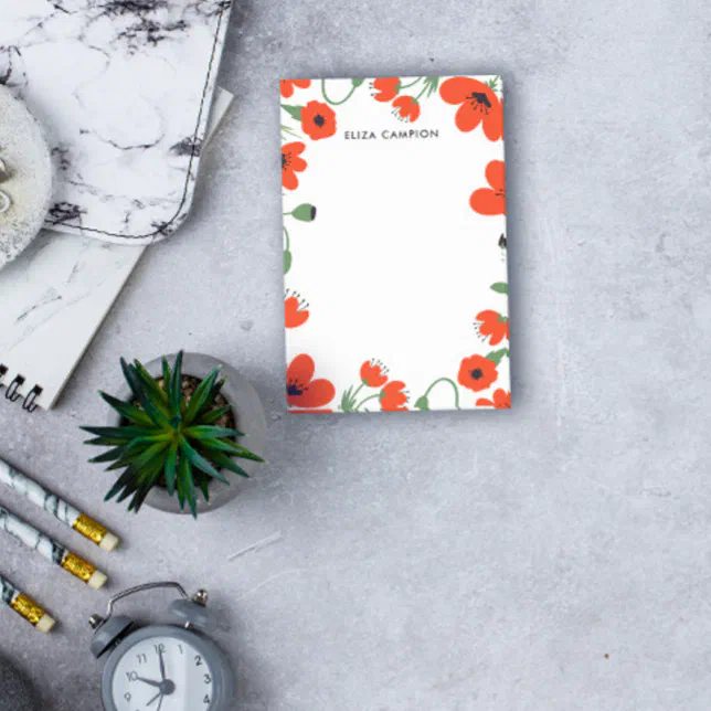Red Poppies | Custom Name Post-it Notes | Zazzle