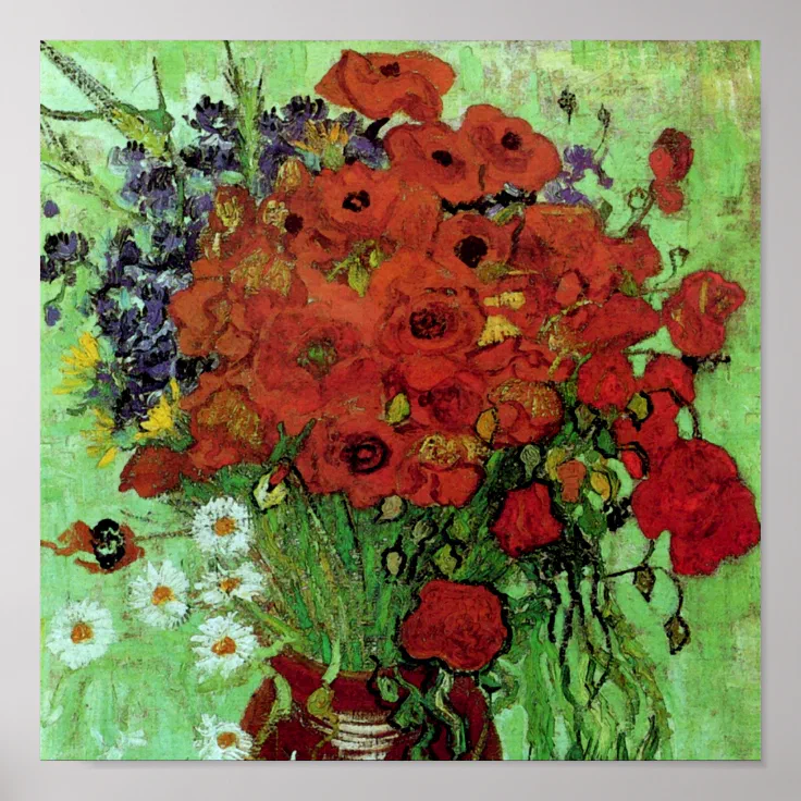 Red Poppies & Daisies (F280) Van Gogh Fine Art Poster | Zazzle