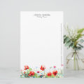 Red poppies floral design stationery | Zazzle
