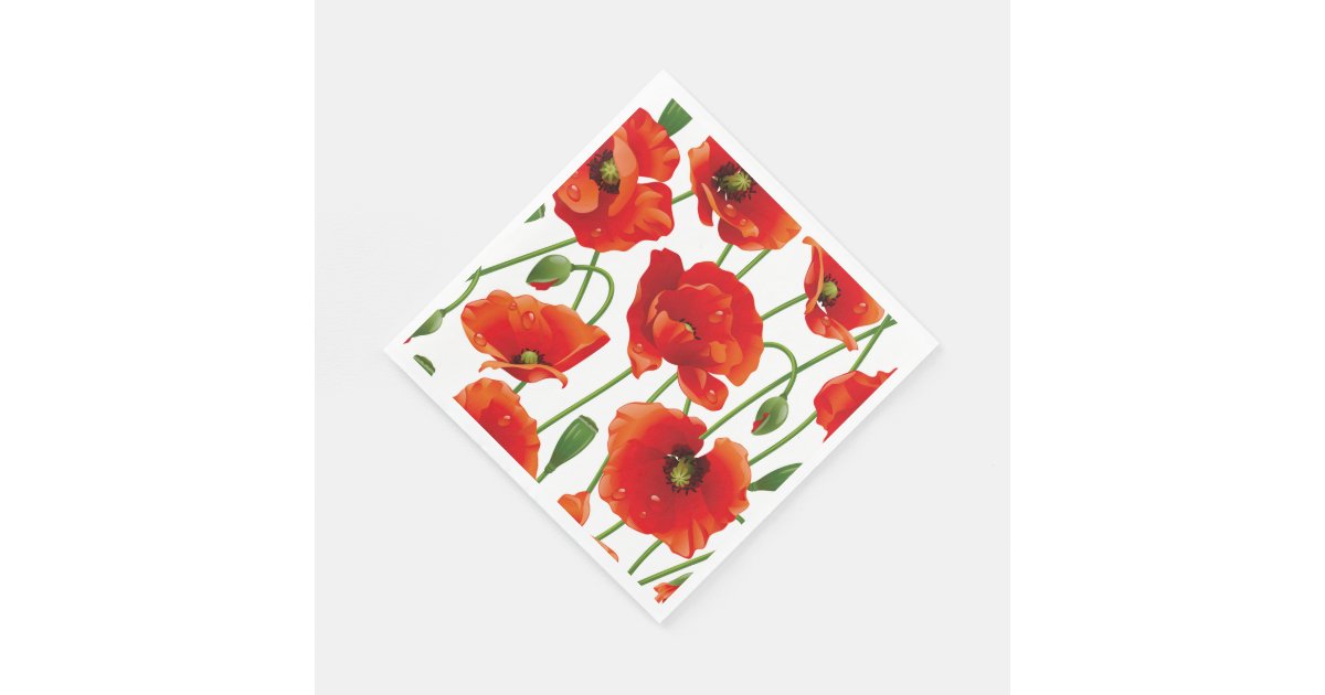 Red Poppies Luncheon Paper Napkins | Zazzle