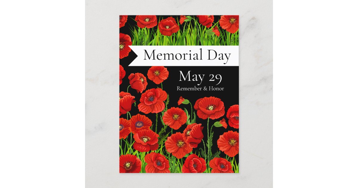 Red Poppies Memorial Day Postcard | Zazzle