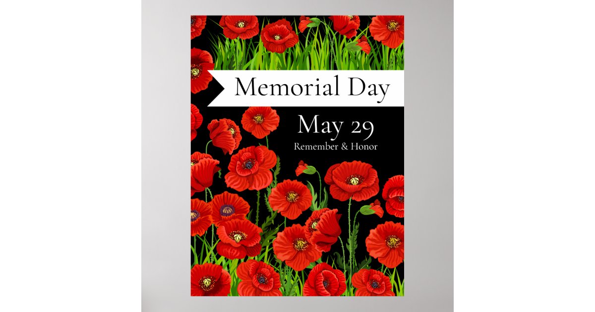 Red Poppies Memorial Day Poster | Zazzle