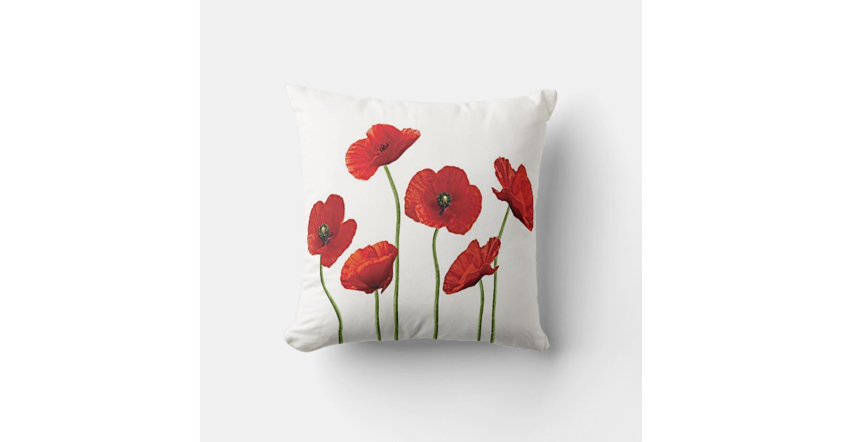 Red Poppies Throw Pillow | Zazzle