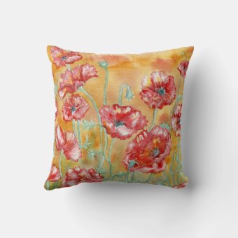 "Red Poppies" Throw Pillow | Zazzle