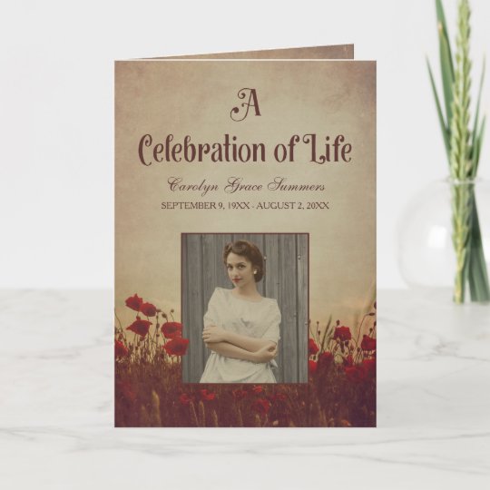 Red Poppies Vintage Funeral Program | Zazzle.com