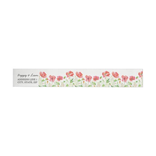 Red Poppies Wrap Around Return Address Label | Zazzle.com