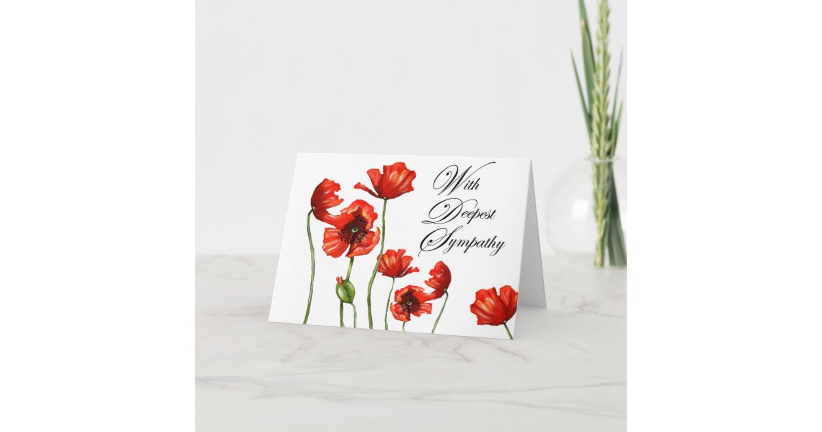 Red Poppy Bereavement (With Deepest Sympathy) Card | Zazzle