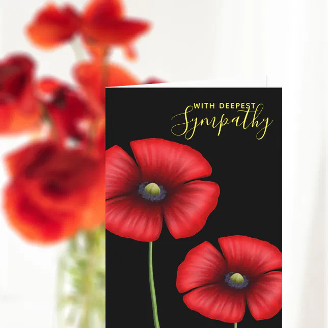 Red Poppy Condolence Sympathy Card | Zazzle