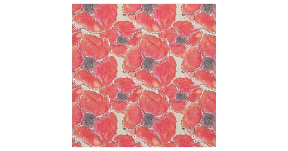 Red Poppy Fabric | Zazzle