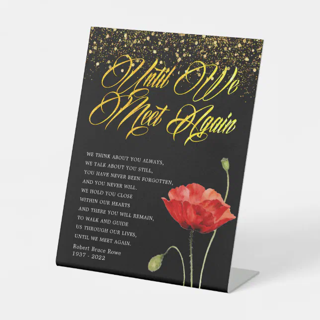 Red Poppy Floral Funeral Poem Pedestal Sign | Zazzle