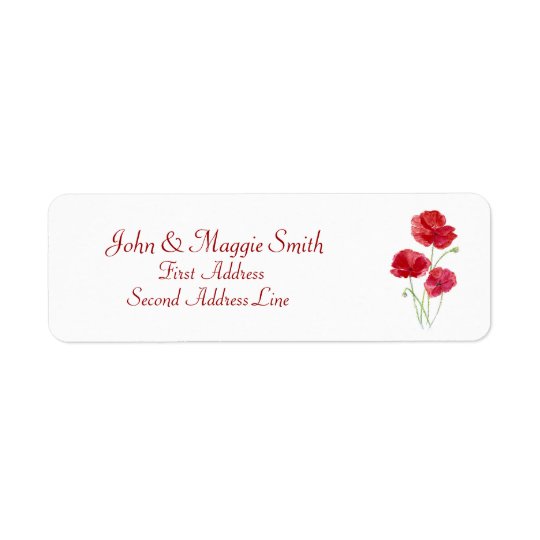 Red Poppy Floral- Nature - Address Label | Zazzle.com