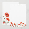 Red Poppy Floral Personalized Name Stationery Note Card | Zazzle