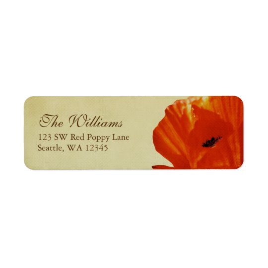Red Poppy Flower Blossom Custom Address Label | Zazzle.com