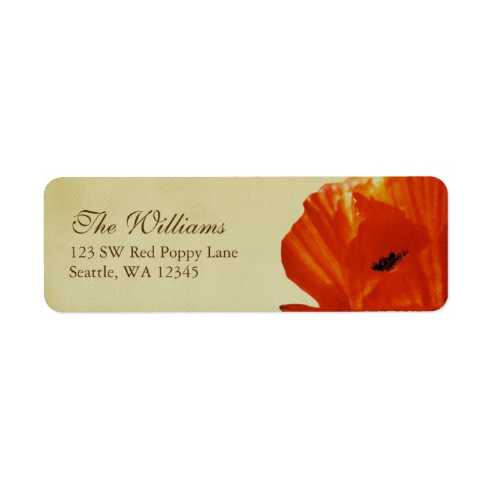 Red Poppy Flower Blossom Custom Address Label | Zazzle.com