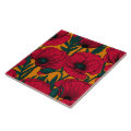 Red poppy garden ceramic tile | Zazzle