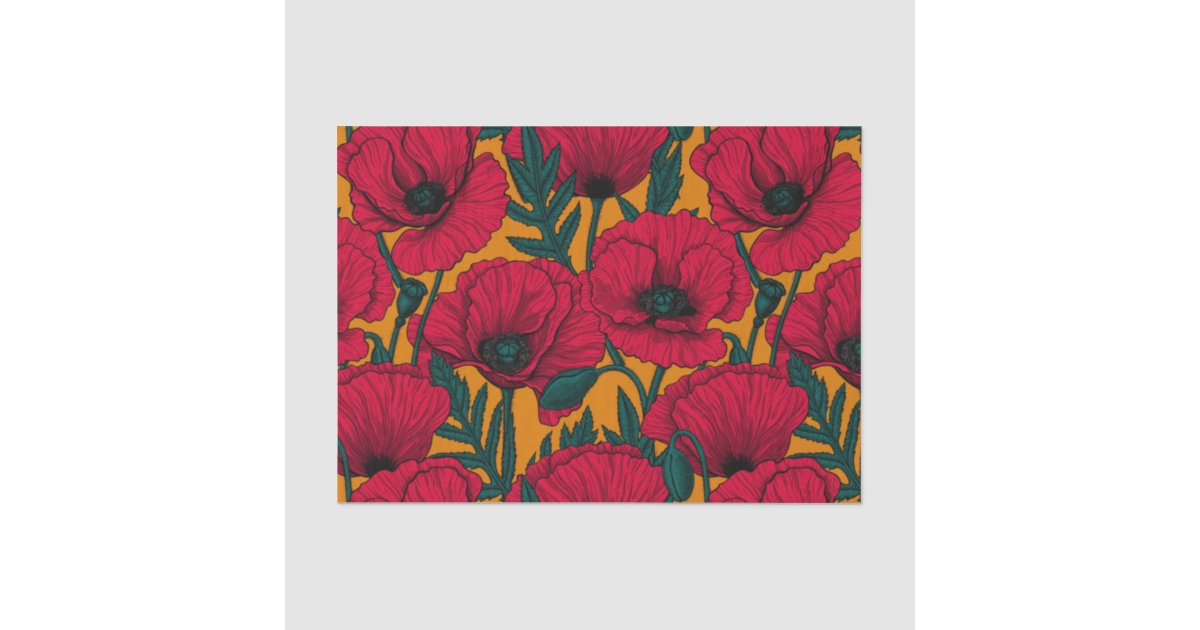Red poppy garden tissue paper | Zazzle