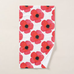 Red Poppy Pattern Bath Towel Set | Zazzle